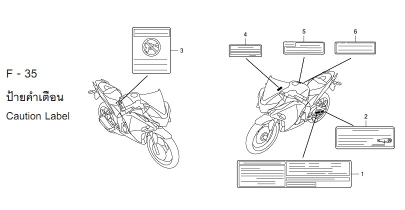 Moto TH - Honda CBR150R (2011) Parts - WARNING SIGN