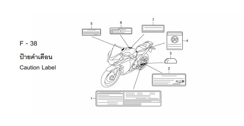 Moto TH - Honda CBR250R (2013) Parts - WARNING SIGN
