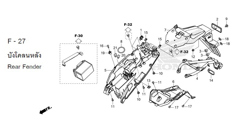 Moto TH - Honda MSX125 (2012) Parts - REAR FENDER