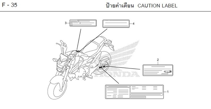 Moto TH - Honda MSX125SF (2017) Parts - WARNING SIGN