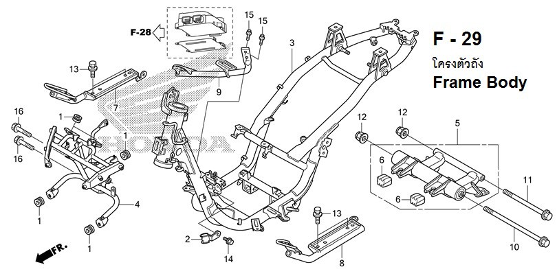 Moto TH - Honda PCX150 (2012) Parts - FRAME CHASSIS