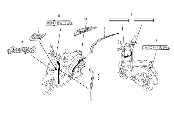 Moto TH - Honda SCOOPY i (2010) Parts - THE MARKS / LABELS