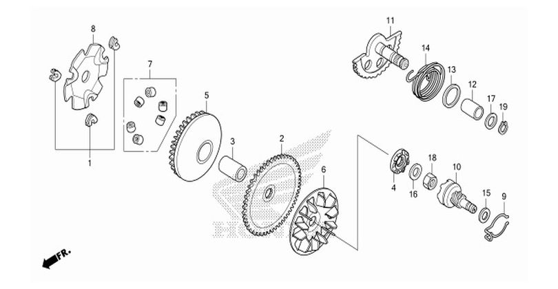 Moto TH - Honda SCOOPY i (2013) Parts - UNIFORM CONTACT OF THE DRIVE PULLEY