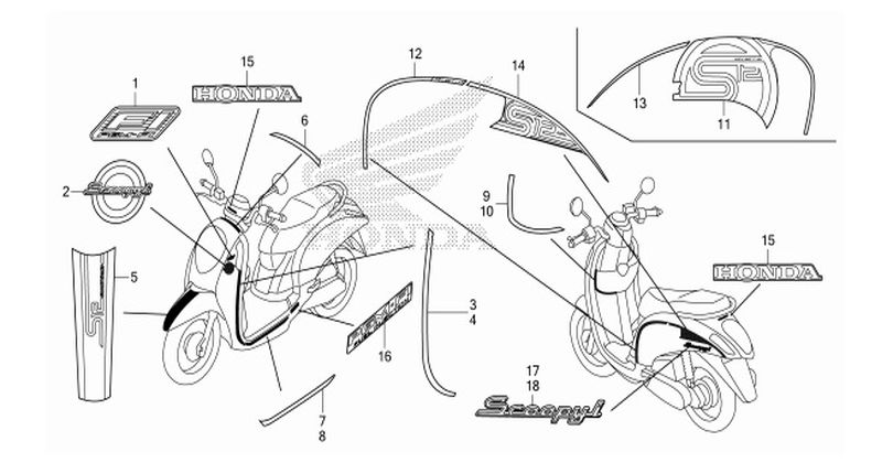 Moto TH - Honda SCOOPY i (2013) Parts - THE MARKS / LABELS