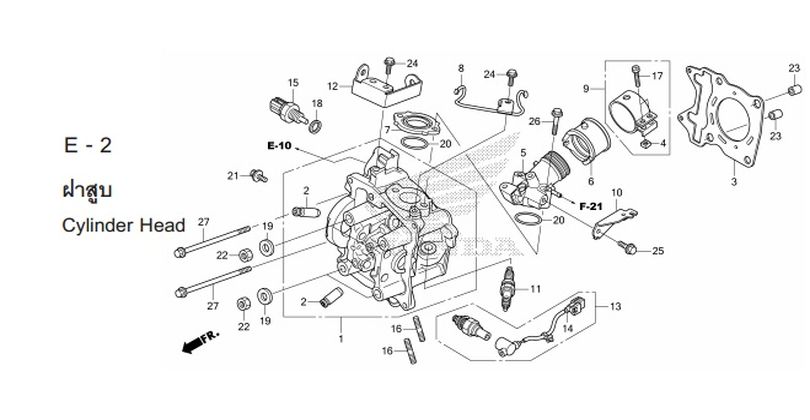 Moto TH - Honda SH150 (2013) Parts - CYLINDER HEAD
