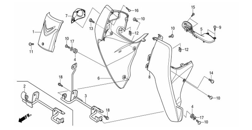 Moto TH - Honda SUPER CUB (2014) Parts - FRONT COVER / WINDSCREEN