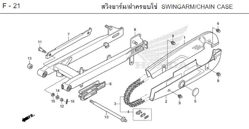 Moto TH - Honda SUPER CUB (2021) Parts - SWING ARM/CHAIN COVER