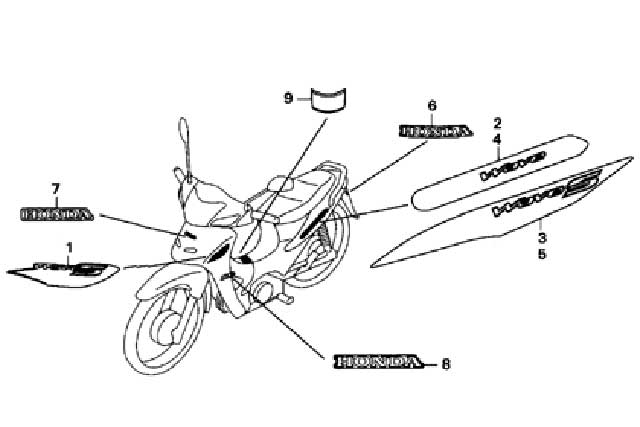 Moto TH - Honda WAVE 100 (2005) Parts - STICKERS / BAR MARKS