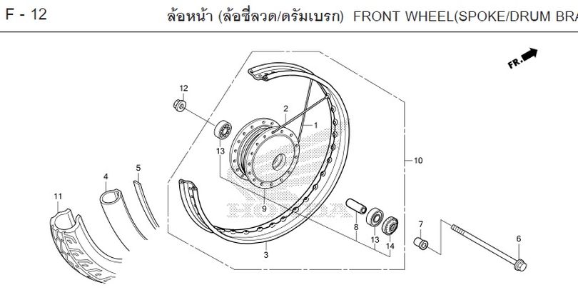 Moto TH - Honda WAVE 110i (2018) Parts - FRONT WHEEL (WHEEL WIRE / DRUM ...