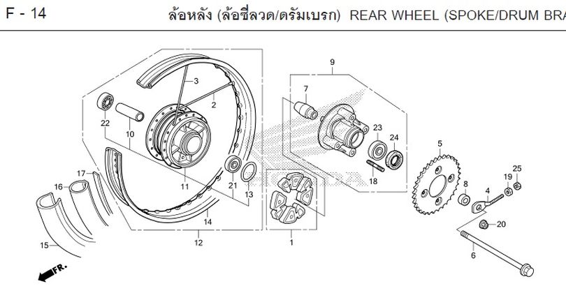Moto TH - Honda WAVE 110i (2019) Parts - REAR WHEEL (SPOKE WHEEL/DRUM ...