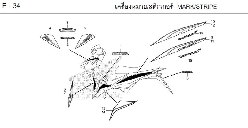 Moto TH - Honda WAVE 110i (2019) Parts - MARKERS/STICKERS
