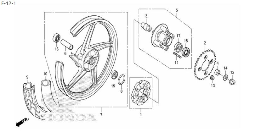 Moto TH - Honda WAVE 125i (2016) Parts - WHEELS ( ALLOY )