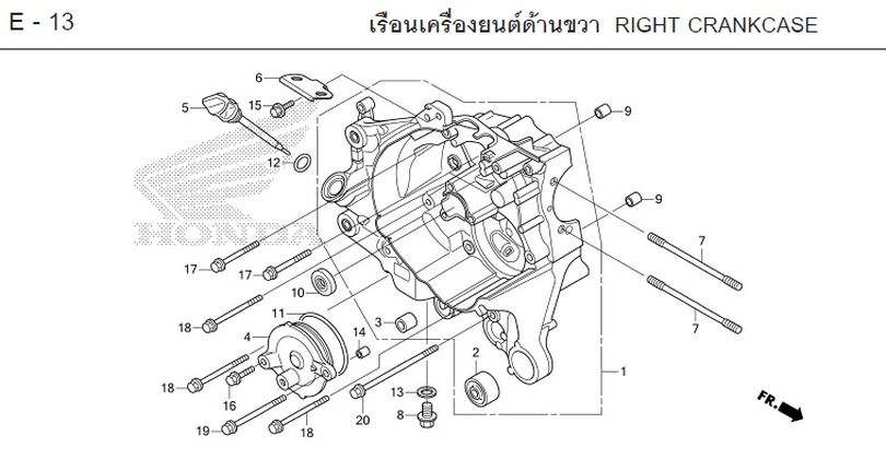 Moto TH - Honda ZOOMER-X (2017) Parts - HOUSE RIGHT ENGINE